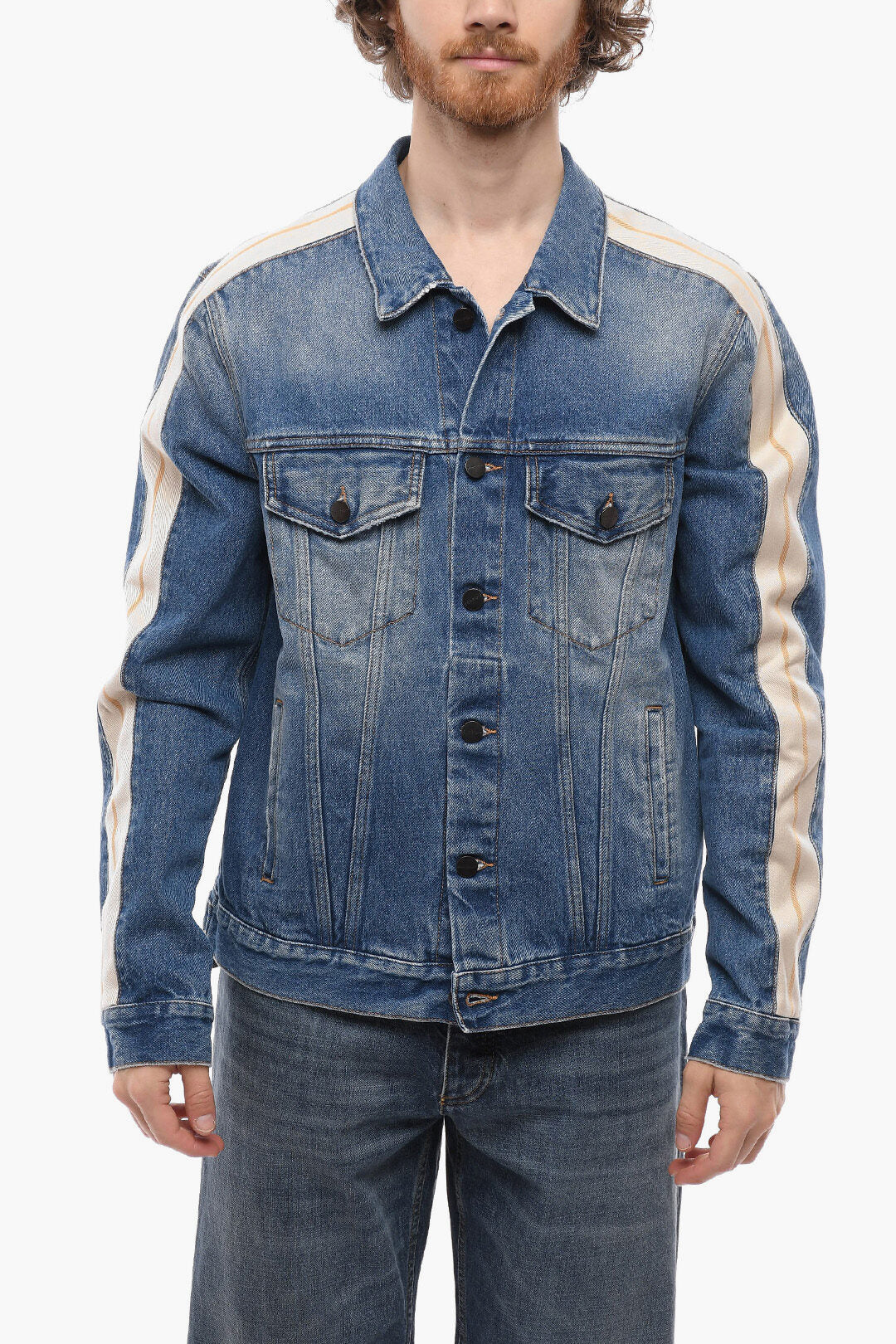 Palm Angels – Denim Jacket with Contrasting Side Bands – Men – Glamood ...