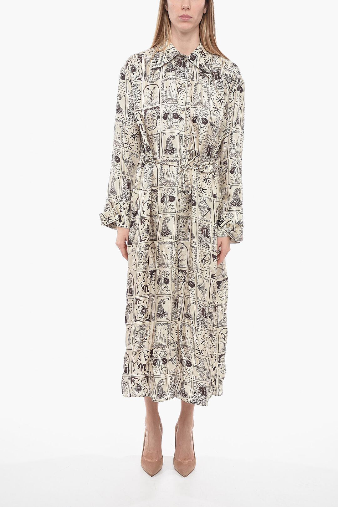Nanushka – Vestito Camicia In Seta ELUNA Con Stampa A Fantasia – Donna ...