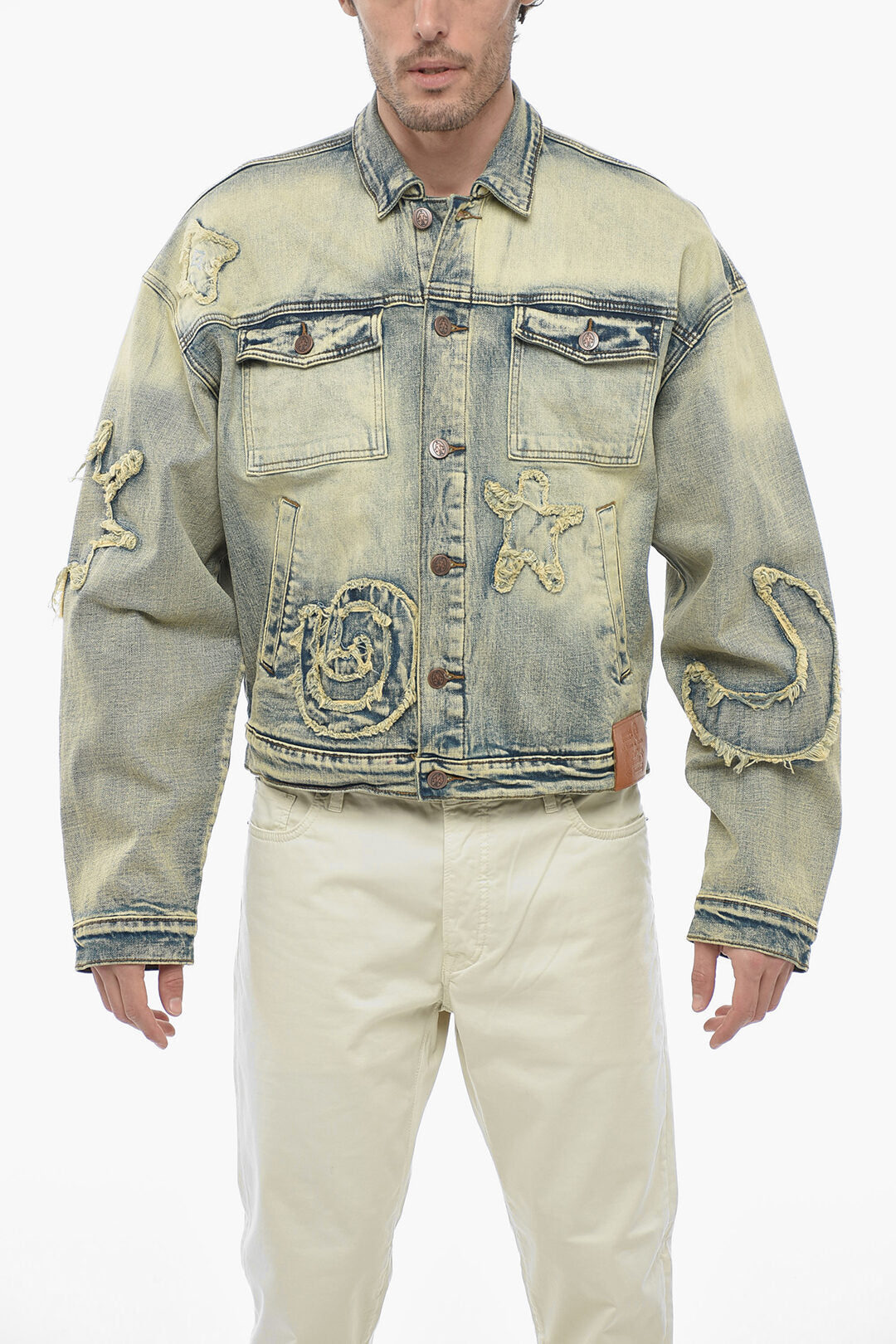 Untitled Artworks – Hippie Washed Denim Jacket with Patches – Men ...