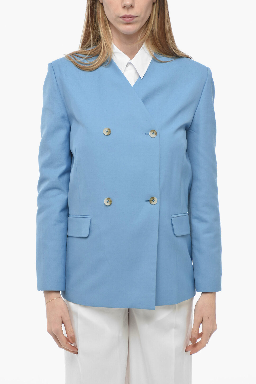 Loulou Studio – Double-Breasted Linen-Blend Blazer Without Lapels ...