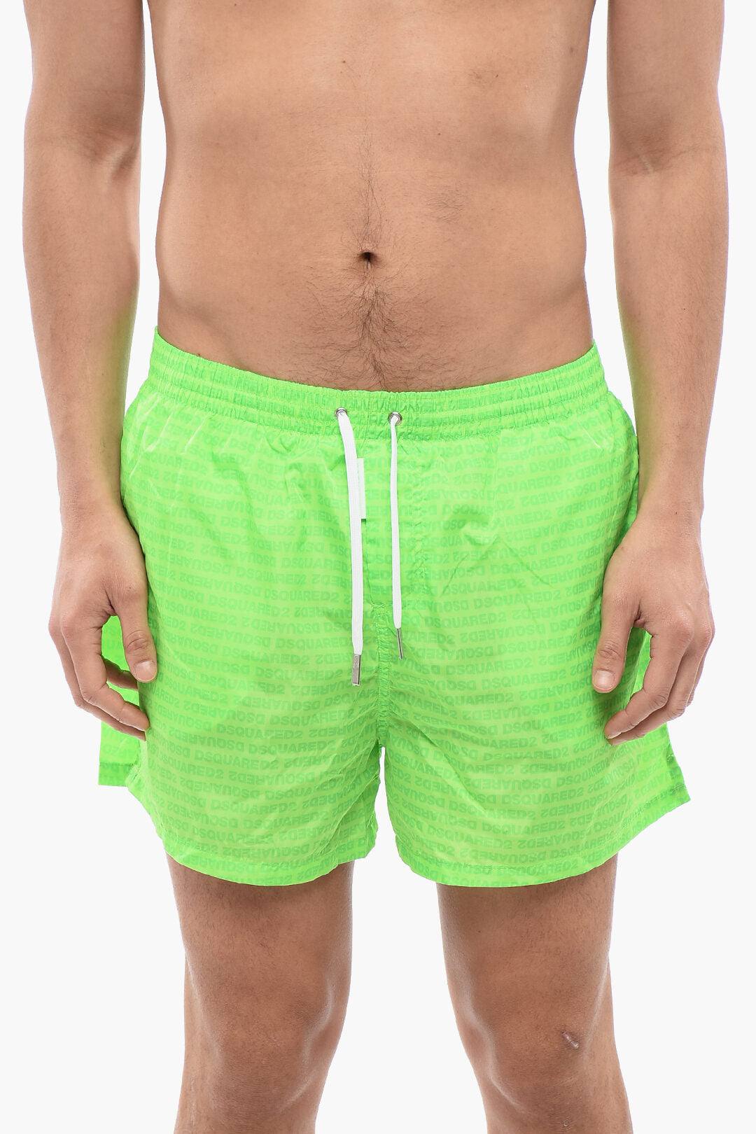Dsquared2 – Solid Color Swim Shorts with All-Over Logo – Men – Glamood ...