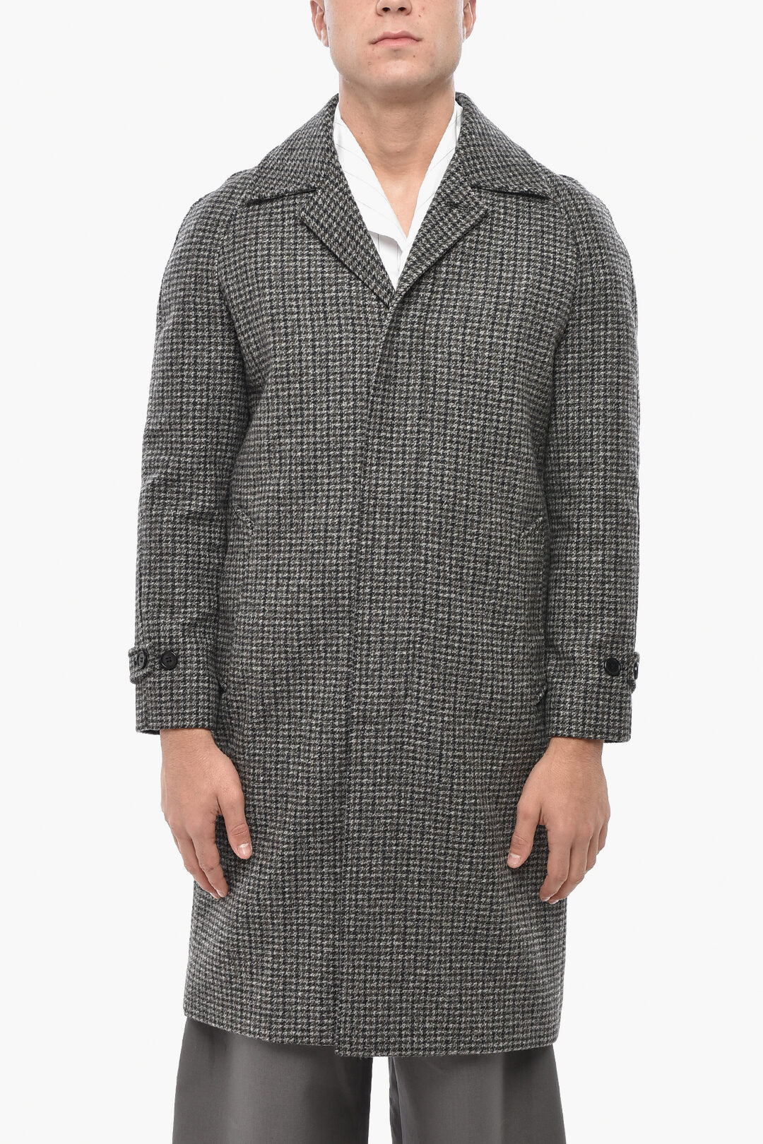 AllSaints – Mixed-Wool Coat GOODMAN with Pied-de-Poule Pattern – Men ...