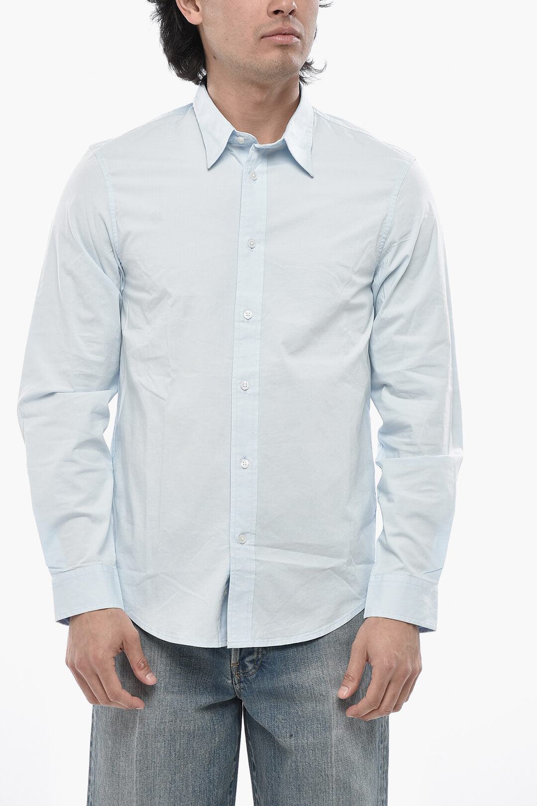 Diesel – Cotton Poplin Shirt S-BENNY-PATCH with French Collar – Men ...