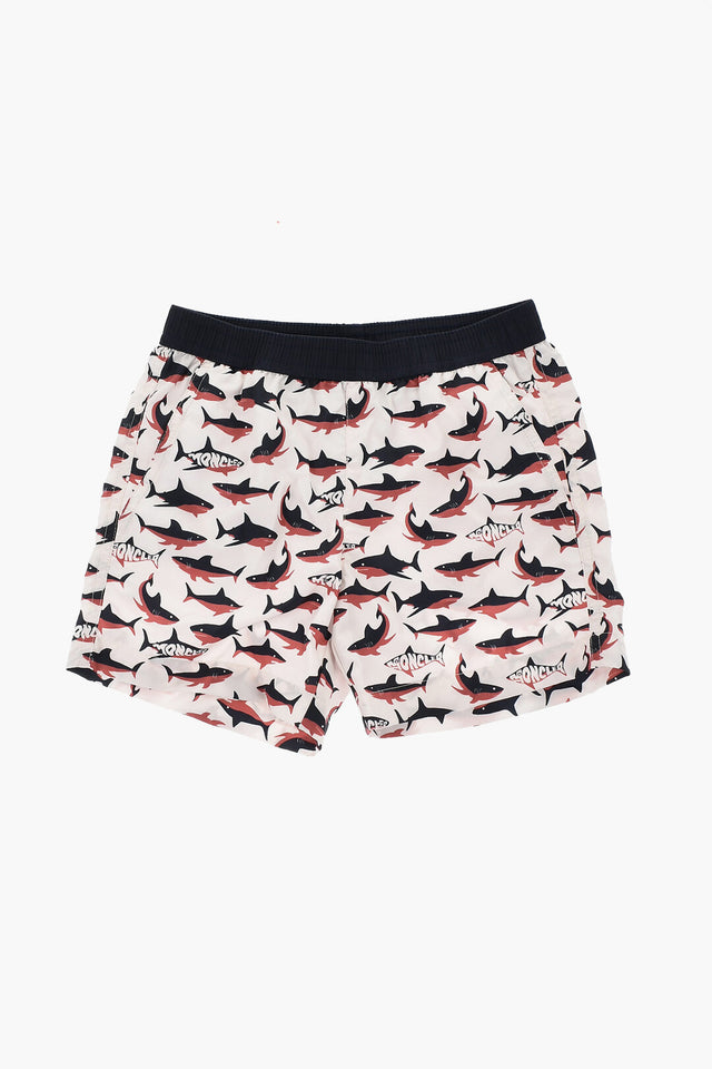 Moncler Kids – Nylon Boxer Swim Trunks with All-Over Shark Print – Boys ...