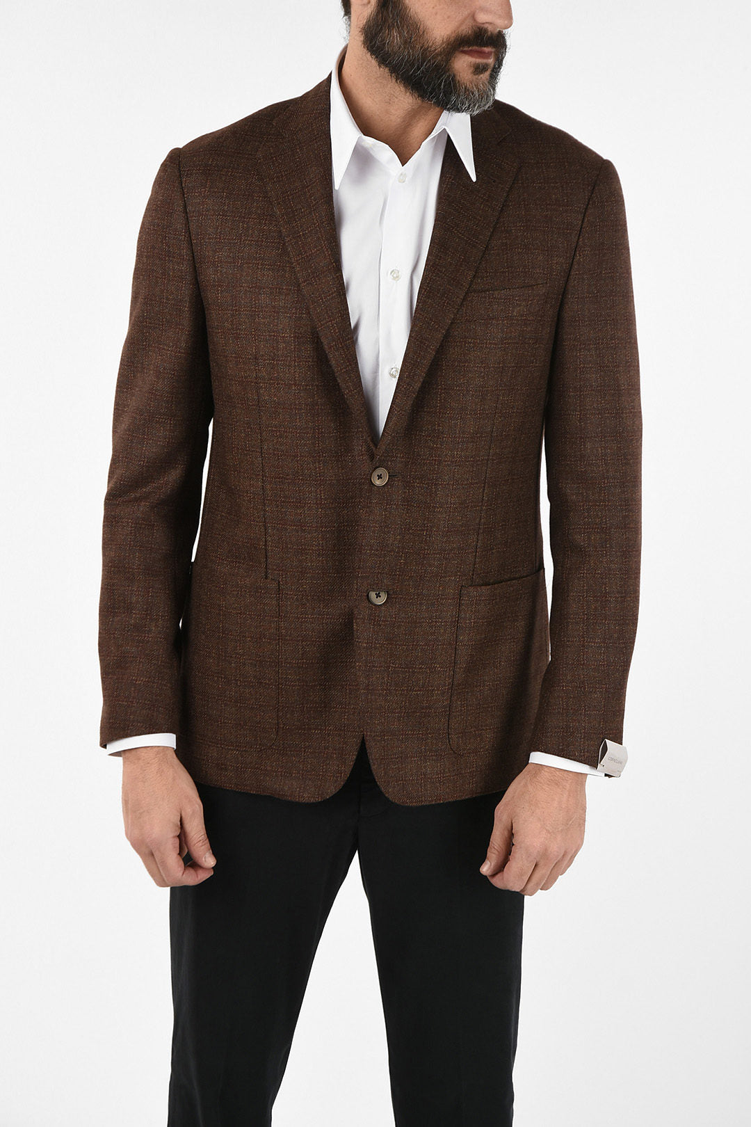Corneliani – check drop 6R side vent patch pocket 2-button GATE blazer ...